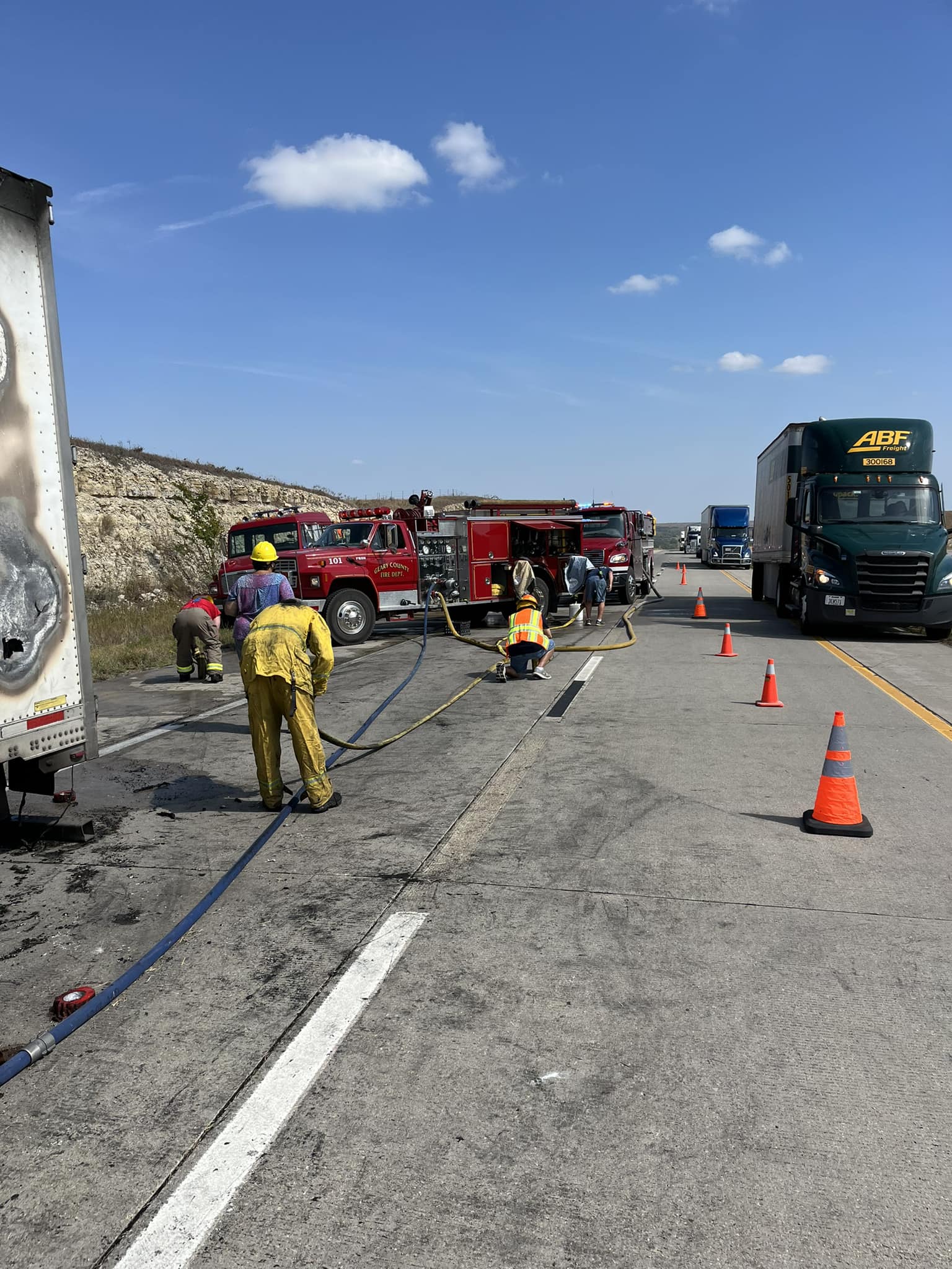 Geary County, KHP crews respond to semi fire and separate injury crash ...